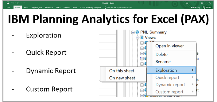 IBM Planning Analytics for Excel (PAX) Four Report Types IBM Planning Analytics for Excel (PAX) Four Report Types